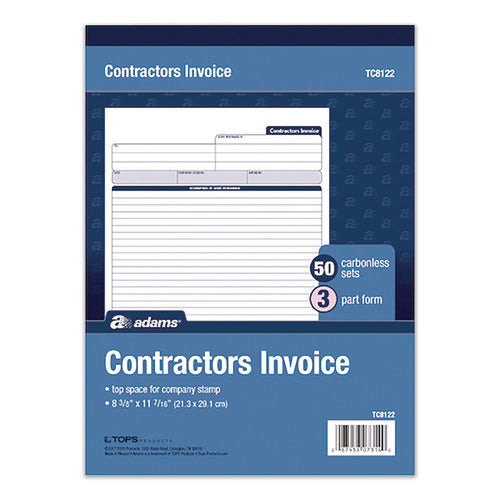 Multipart Contractors Invoice Pad, Three-part Carbonless, 8.34 X 10.84 ...